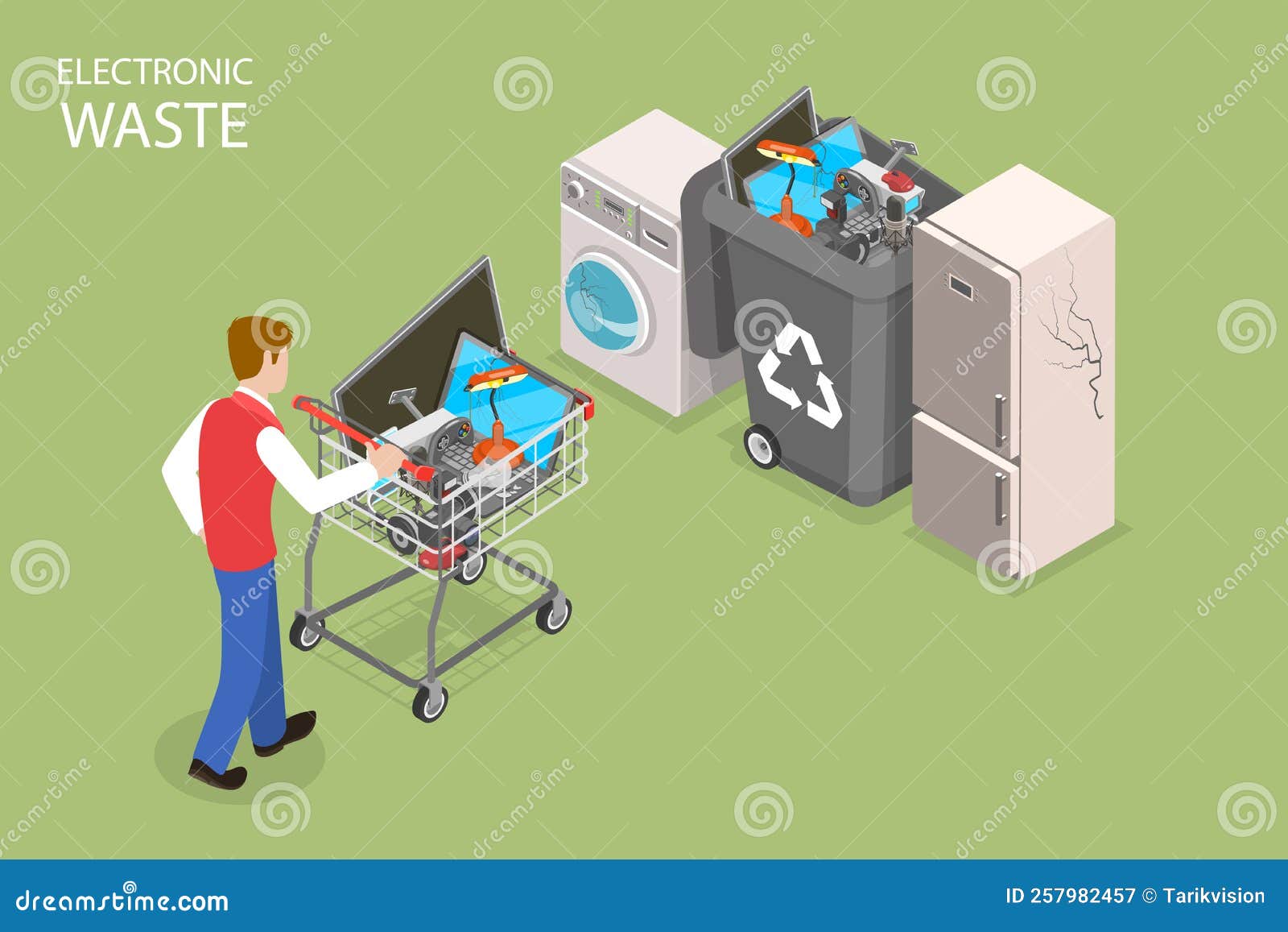 3D Isometric Flat Vector Conceptual Illustration of Electronic Waste ...