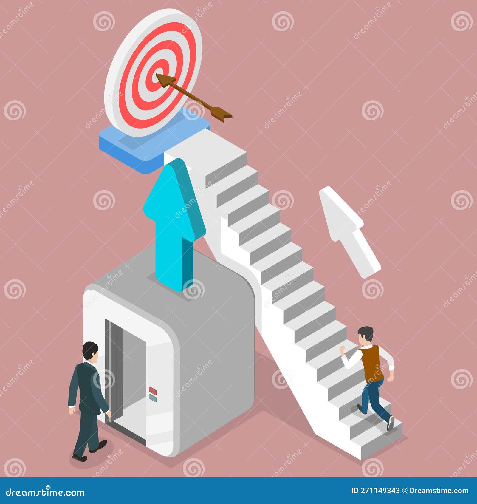 3D Isometric Flat Vector Conceptual Illustration of Elevator To Success ...