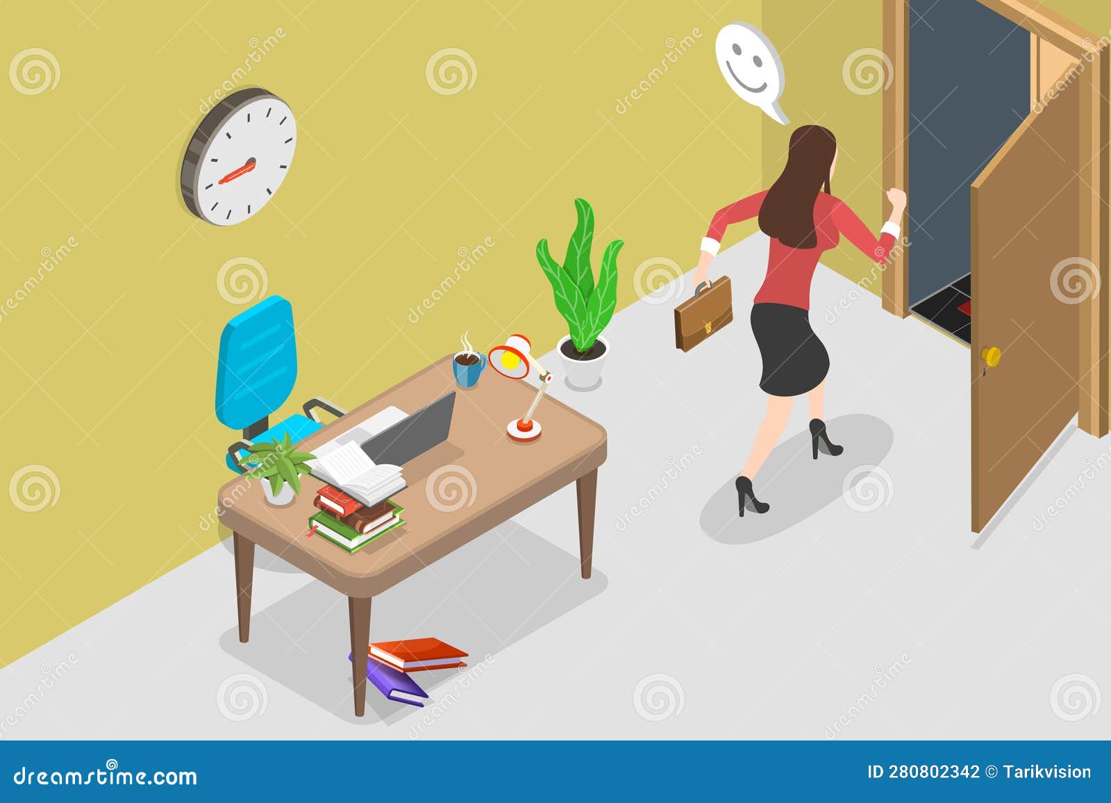 3D Isometric Flat Vector Conceptual Illustration of End of the Work Day ...