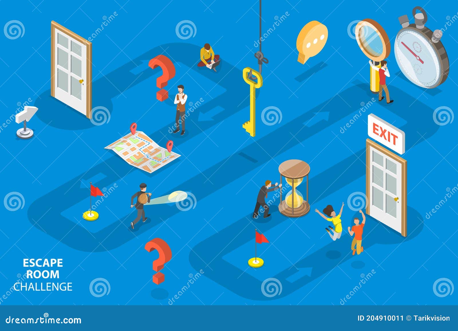 3D Isometric Flat Vector Conceptual Illustration of Escape Room ...