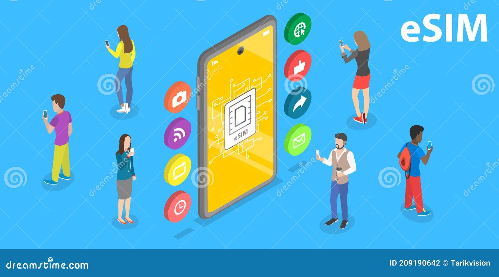 ESIM Card Chip Sign. Embedded SIM Concept. New Mobile Communication ...