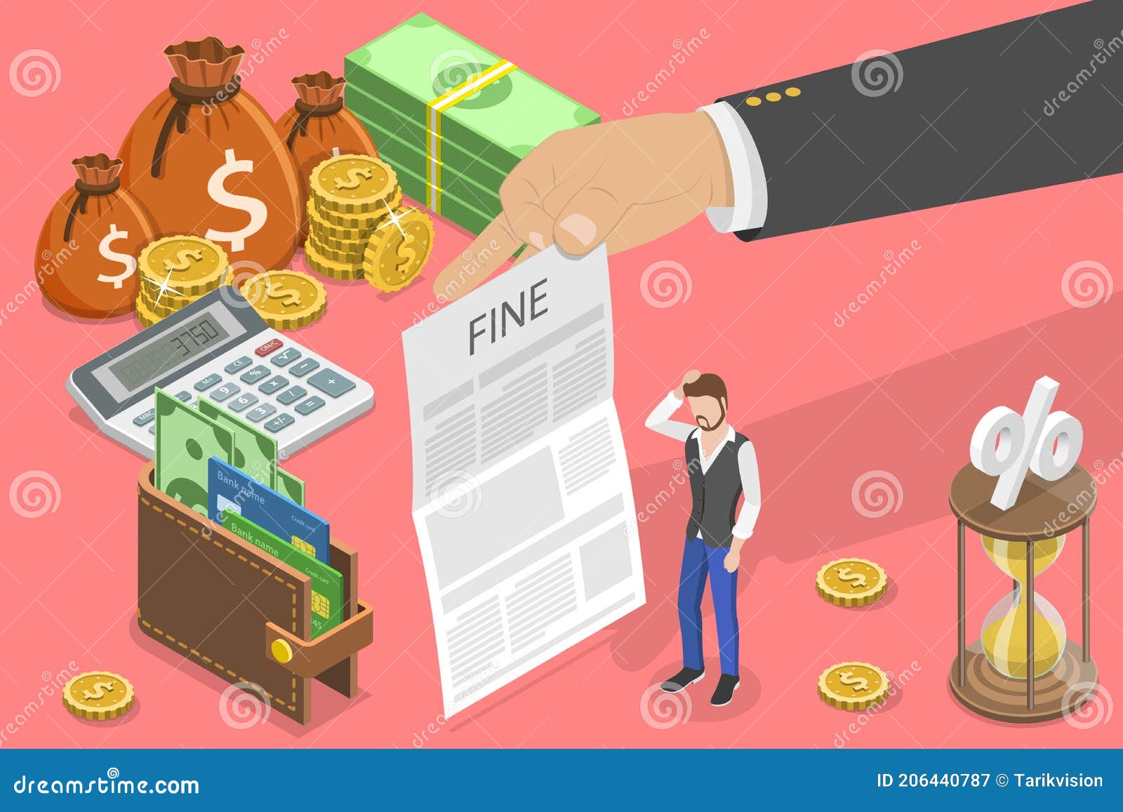 3D Isometric Flat Vector Conceptual Illustration of Fine. Stock Vector ...
