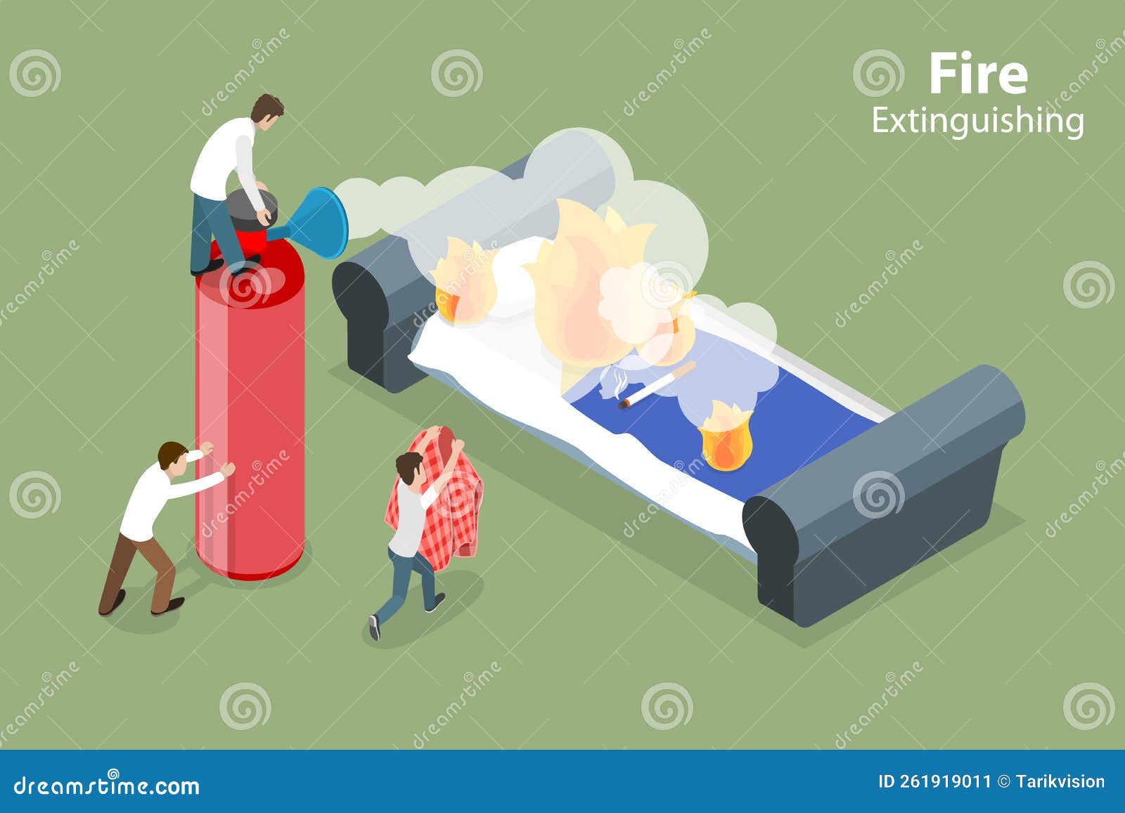 3D Isometric Flat Vector Conceptual Illustration of Fire Extinguishing ...