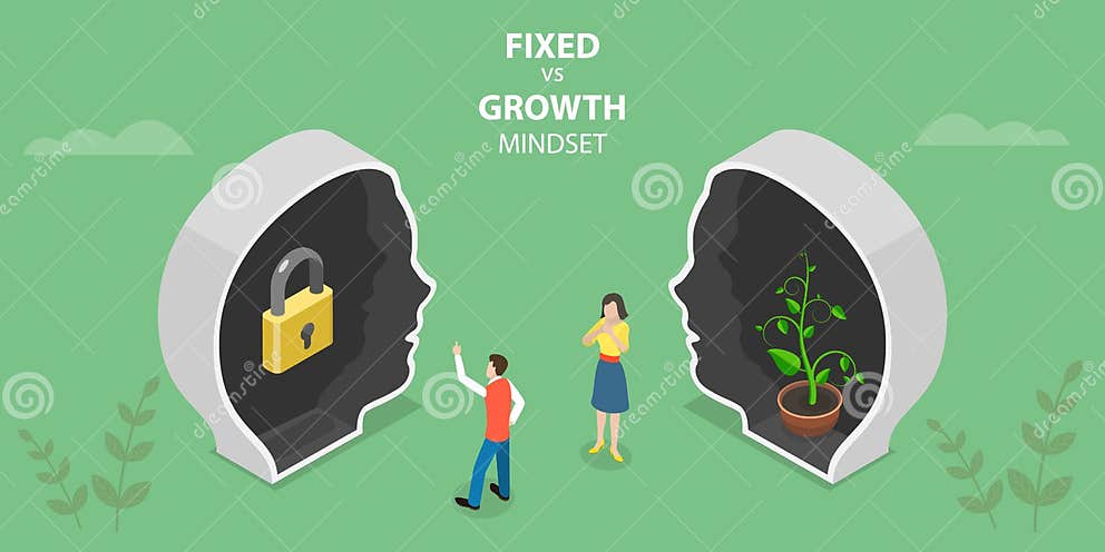 3D Isometric Flat Vector Conceptual Illustration of Fixed Vs Growth ...