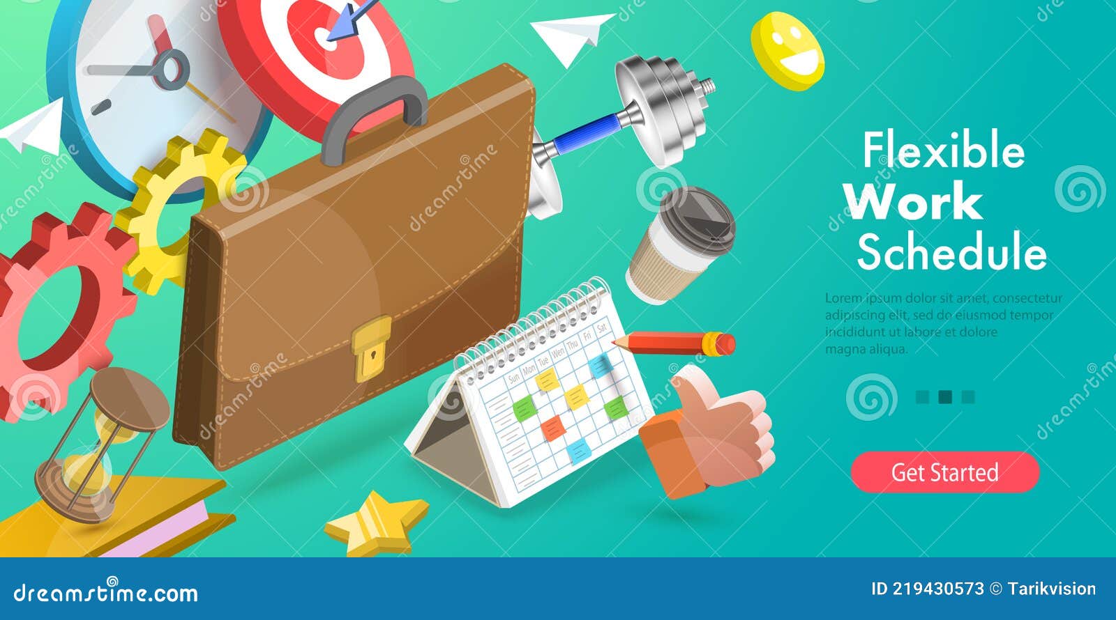 3D Isometric Flat Vector Conceptual Illustration of Flexible Work ...