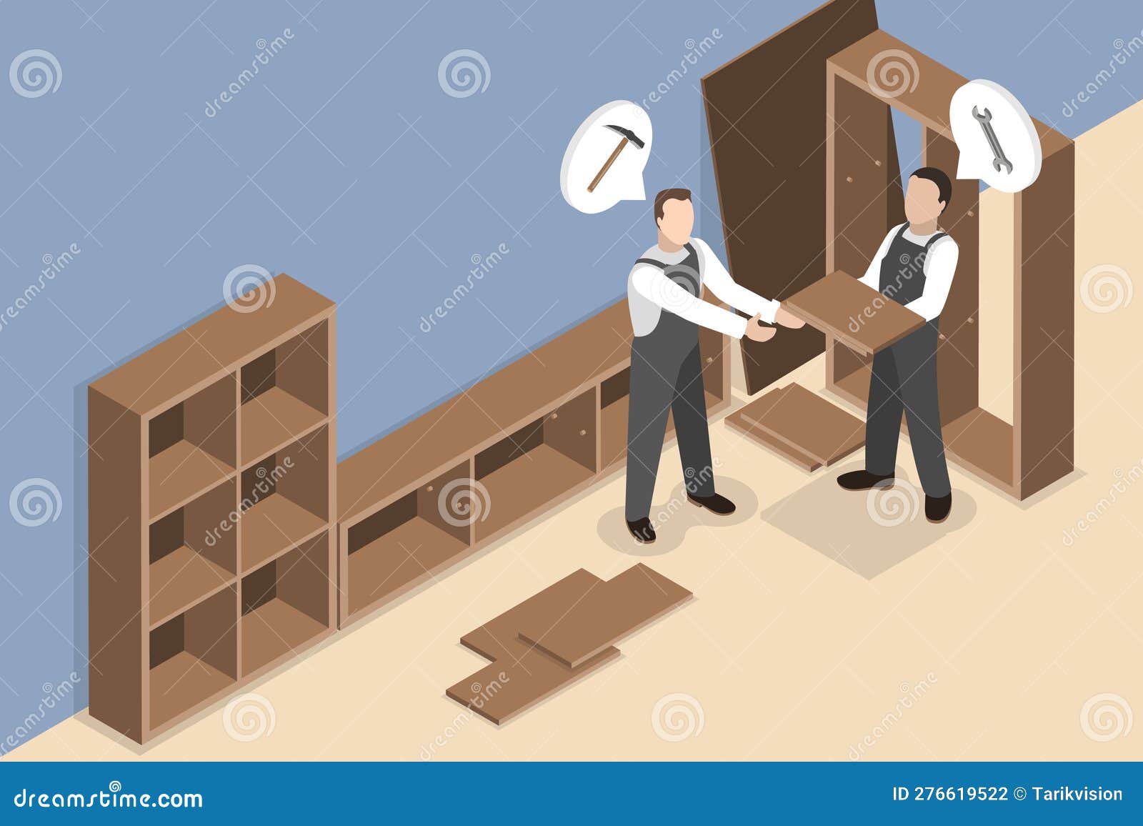 3D Isometric Flat Vector Conceptual Illustration of Furniture Assembly ...