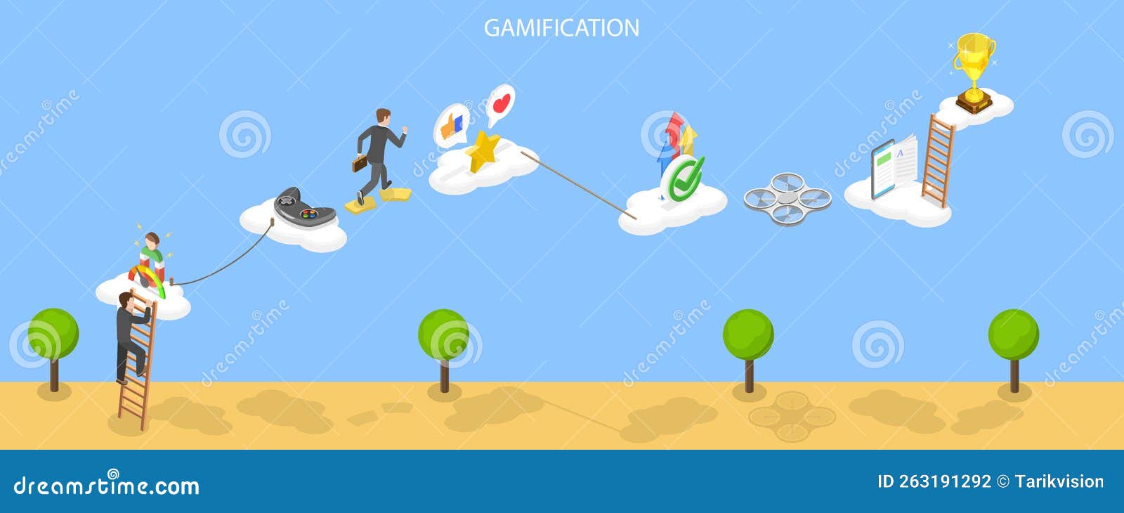 3D Isometric Flat Vector Conceptual Illustration of Gamification ...