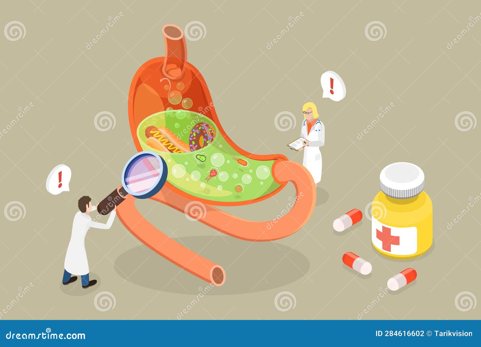 Gastritis, Helicobacter Pylori Bacteria Damaging Mucus Layer, Medically ...