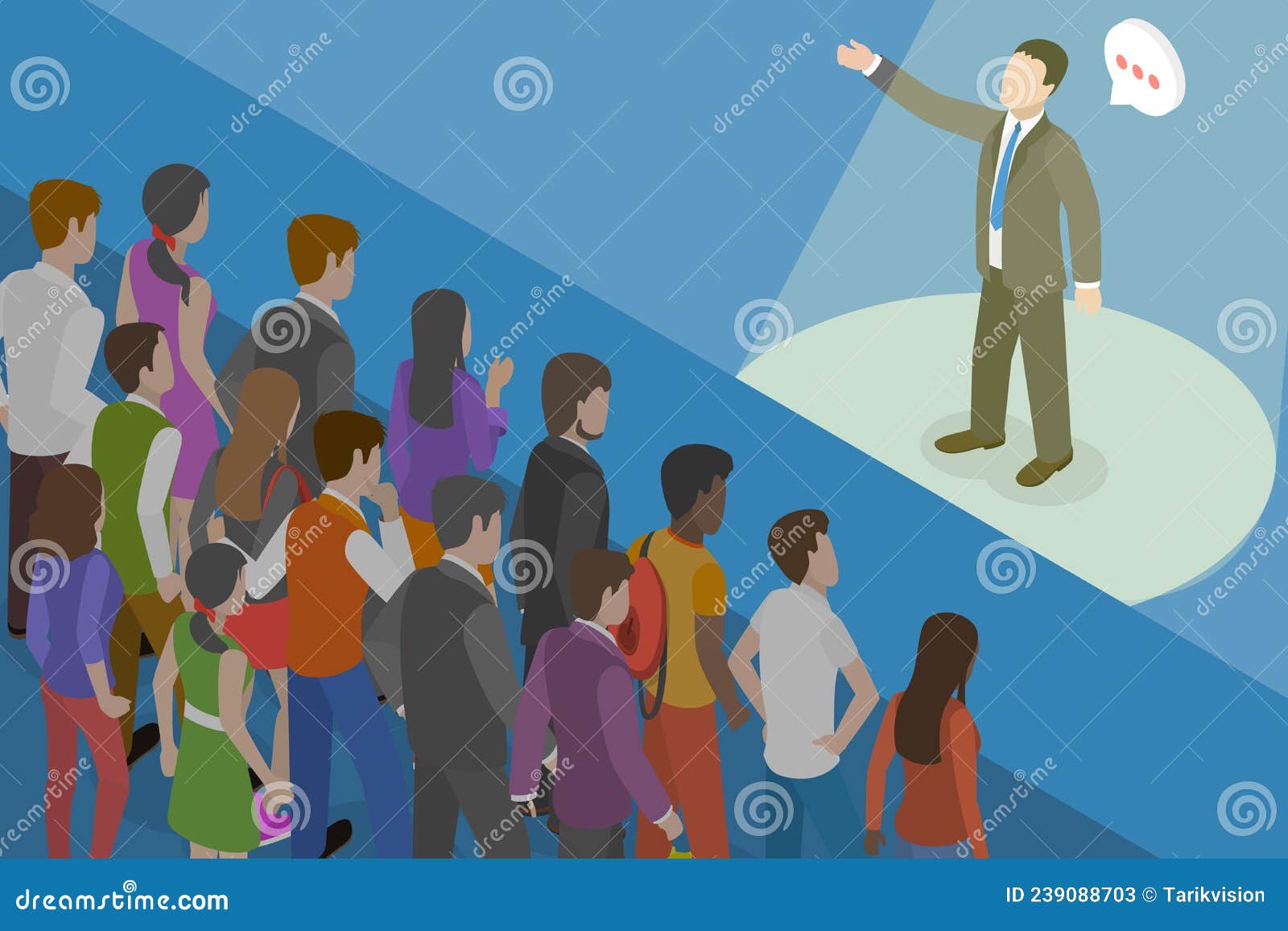 3D Isometric Flat Vector Conceptual Illustration of Giving a Speech on ...