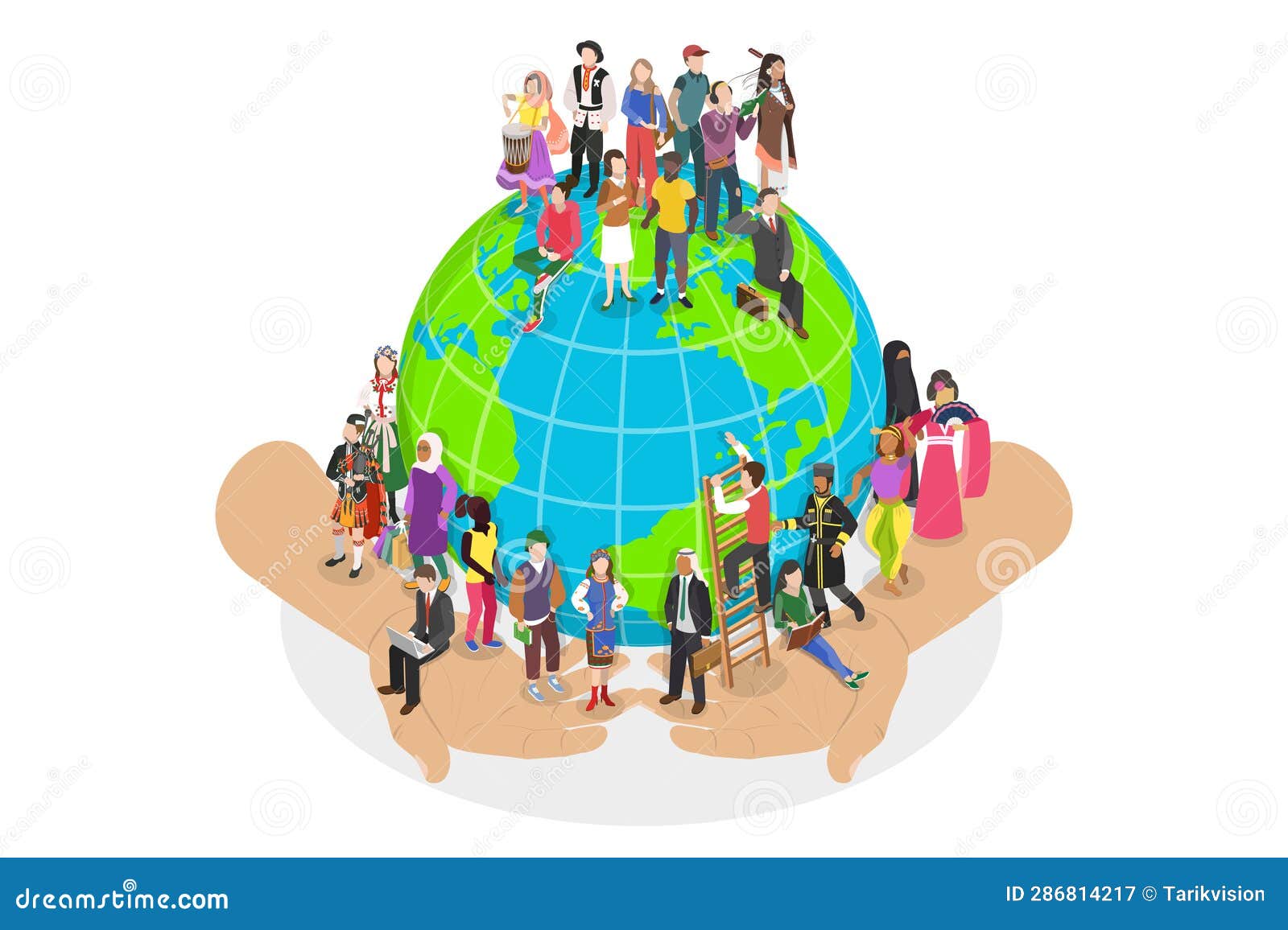 3D Isometric Flat Vector Conceptual Illustration of Global Social Human ...