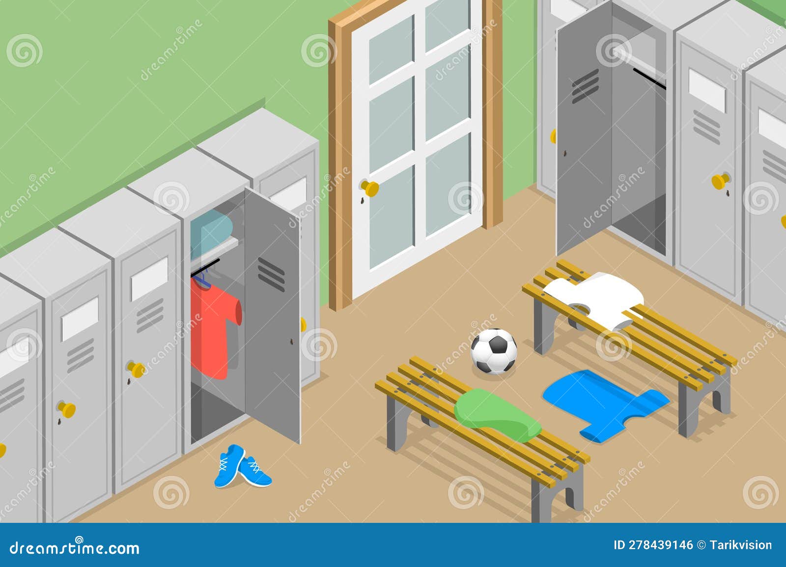 3D Isometric Flat Vector Conceptual Illustration of Gym Dressing Room ...