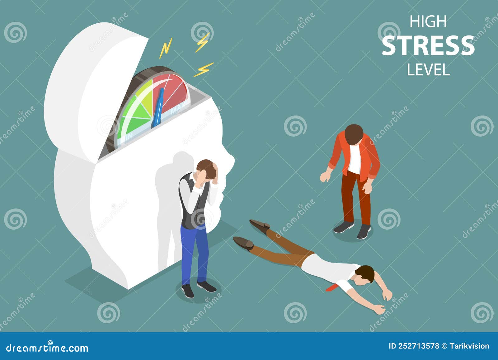 3D Isometric Flat Vector Conceptual Illustration of High Stress Level ...