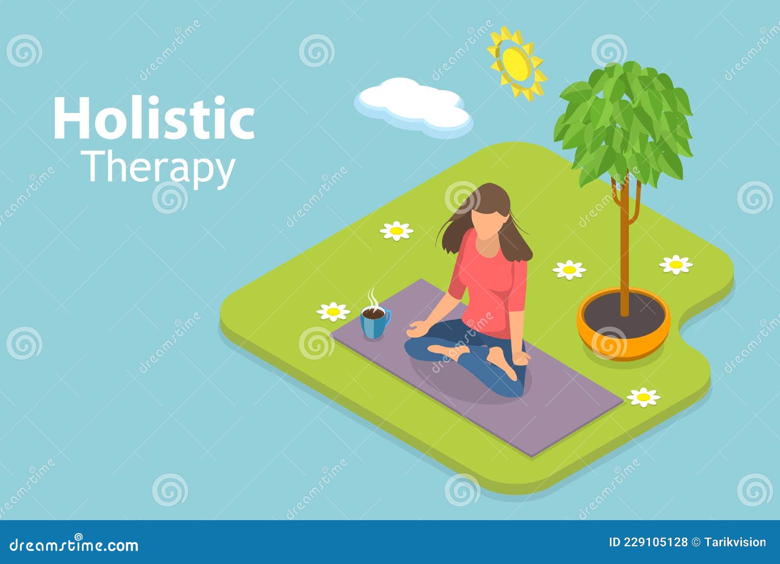 Holistic Therapy Tree With Roots On Organic Paper Background. Natural ...