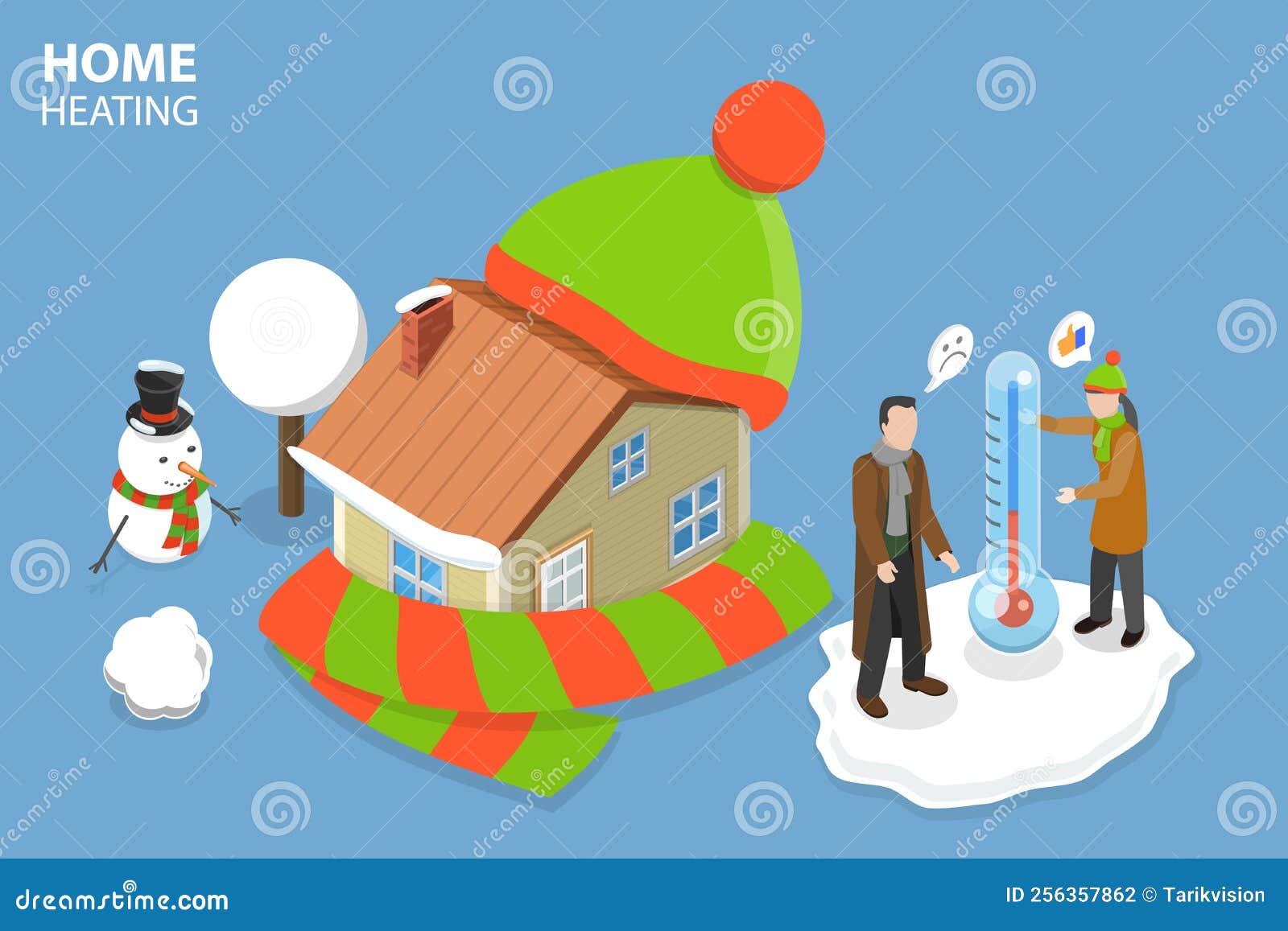 3D Isometric Flat Vector Conceptual Illustration of Home Heating Stock ...