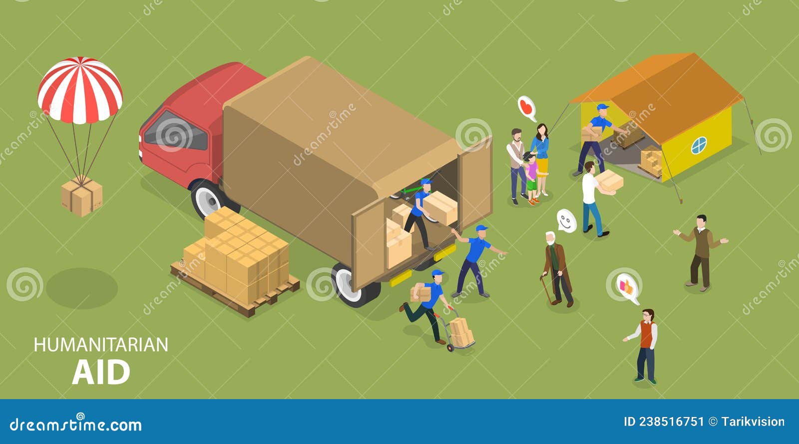 3D Isometric Flat Vector Conceptual Illustration of Humanitarian Aid ...