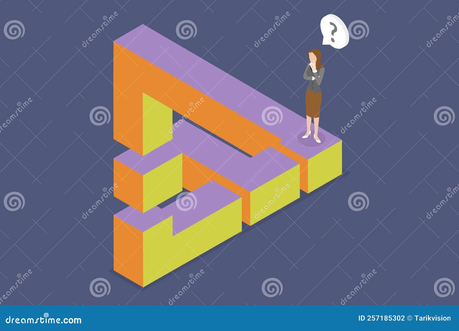 3D Isometric Flat Vector Conceptual Illustration of Impossible Figure ...