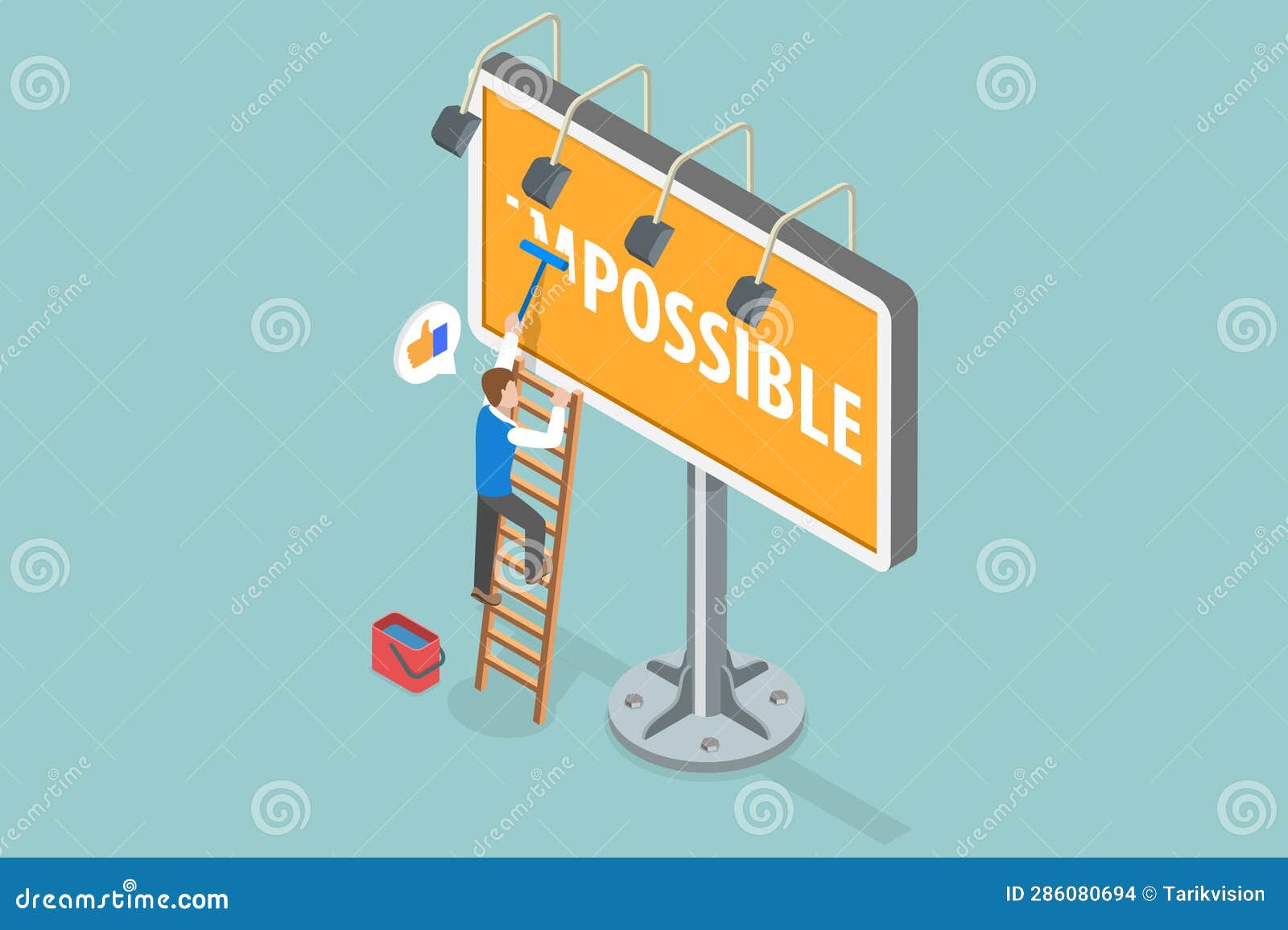 3D Isometric Flat Vector Conceptual Illustration of Impossible is ...