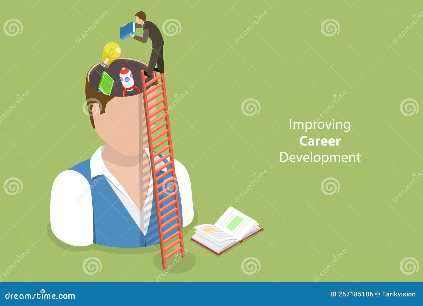 3D Isometric Flat Vector Conceptual Illustration of Improving Career ...