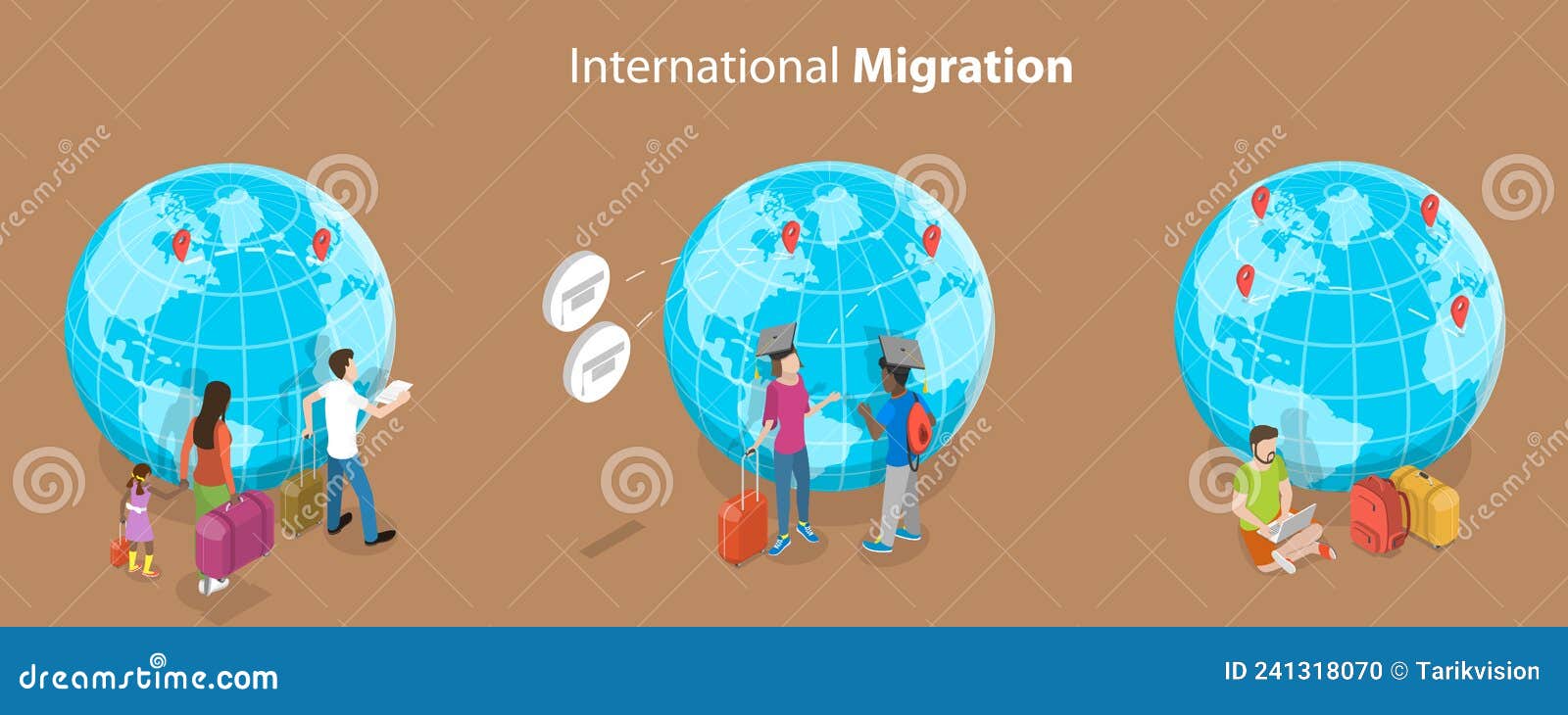 3D Isometric Flat Vector Conceptual Illustration of International ...