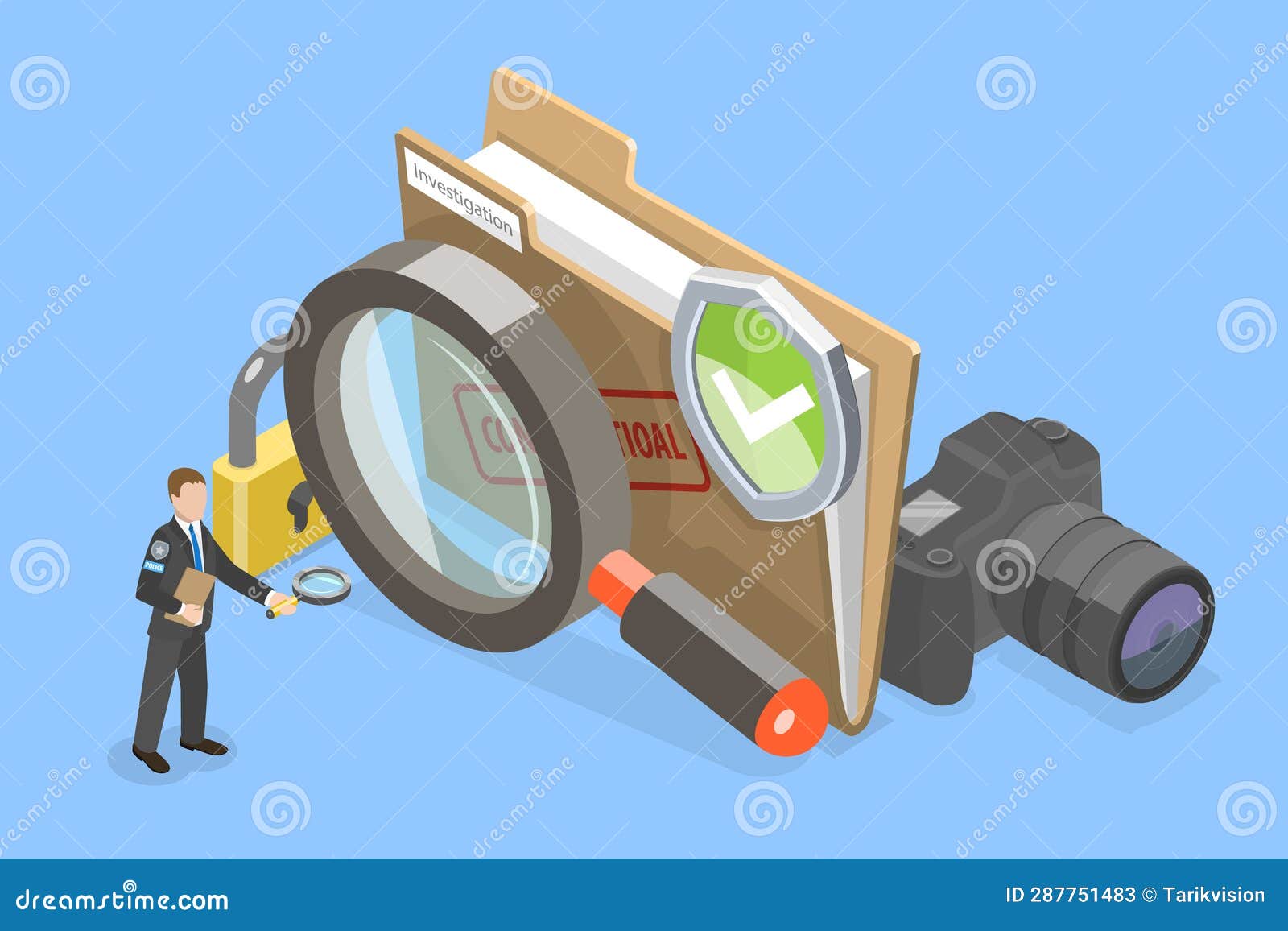 3D Isometric Flat Vector Conceptual Illustration of Investigation Stock ...