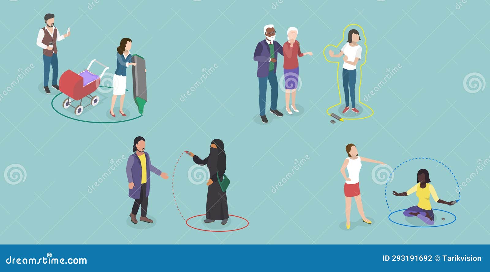 3D Isometric Flat Vector Conceptual Illustration of Invisible Boundary ...