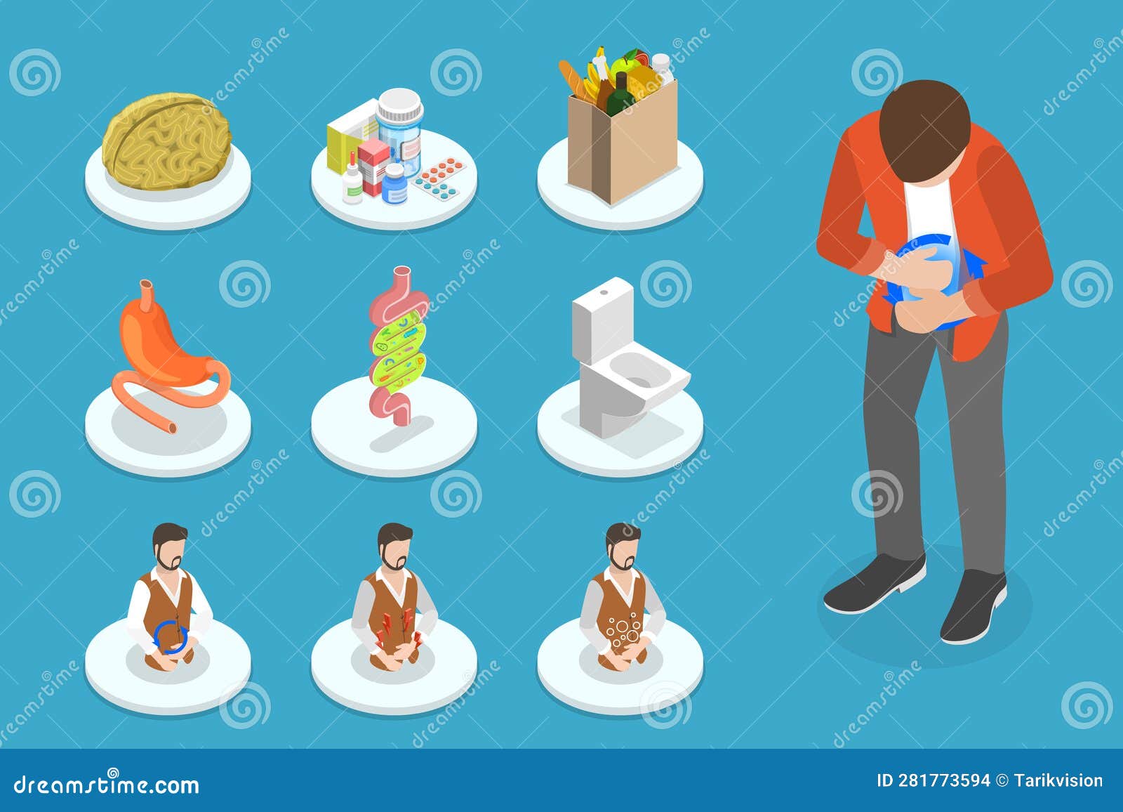 3D Isometric Flat Vector Conceptual Illustration Of Irritable Bowel ...