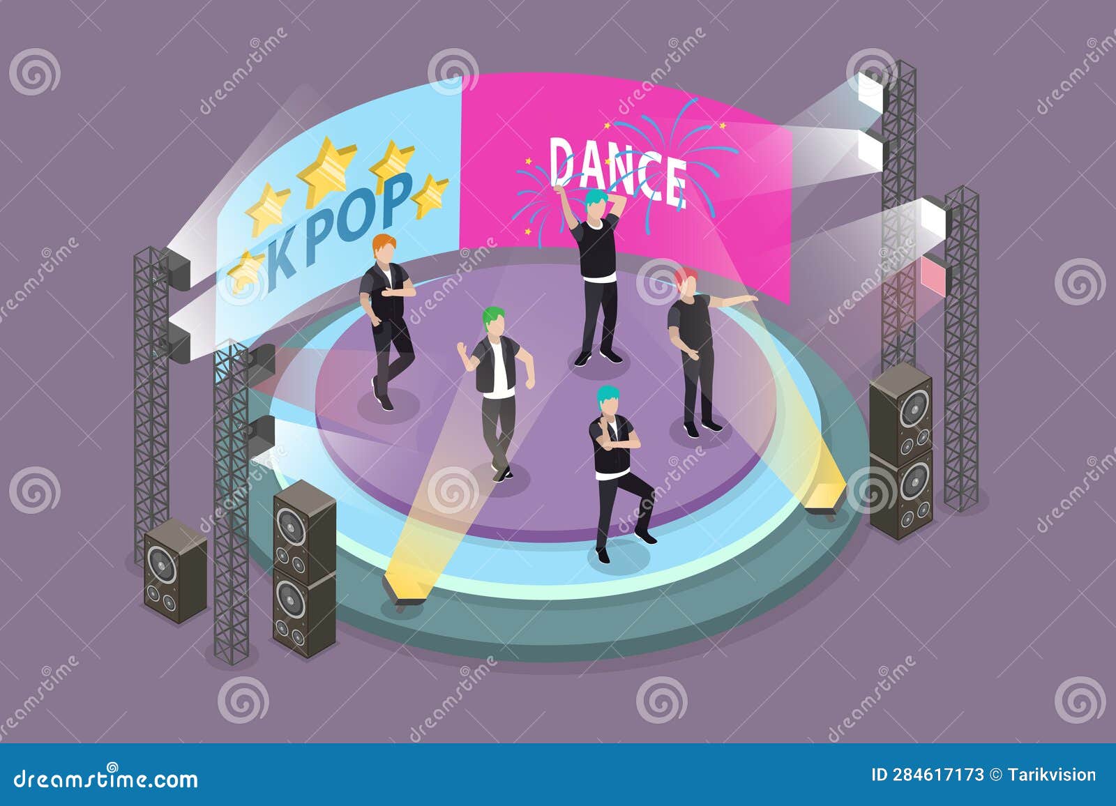 3D Isometric Flat Vector Conceptual Illustration of Kpop Perfomance ...