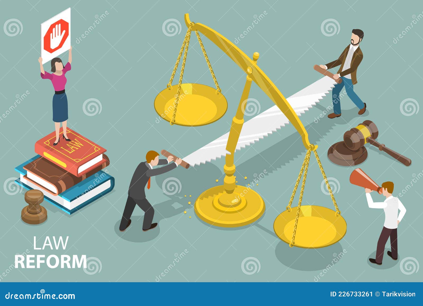 3D Isometric Flat Vector Conceptual Illustration of Law Reform Stock ...