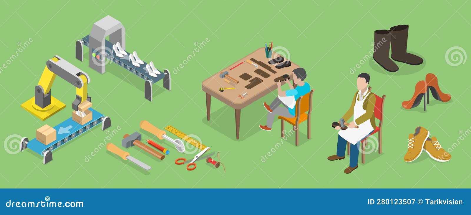 3D Isometric Flat Vector Conceptual Illustration of Leather Shoes ...