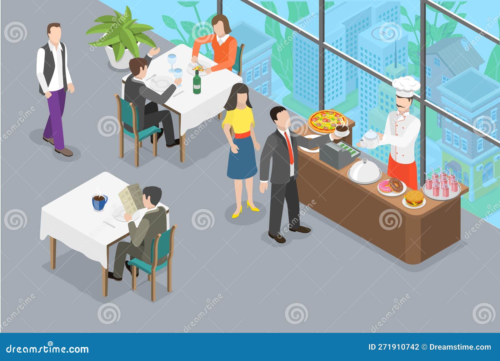 3D Isometric Flat Vector Conceptual Illustration of Lunch Break Stock ...