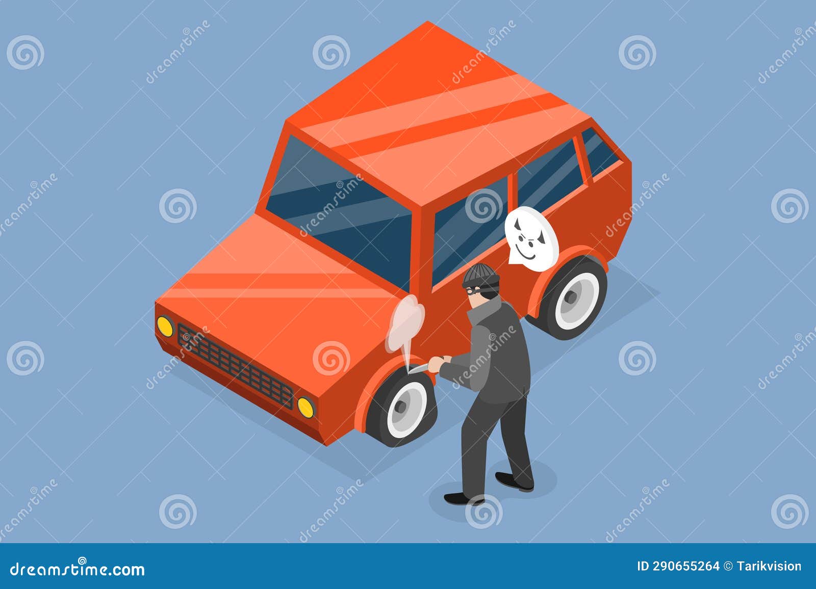 3D Isometric Flat Vector Conceptual Illustration of Malicious Car ...