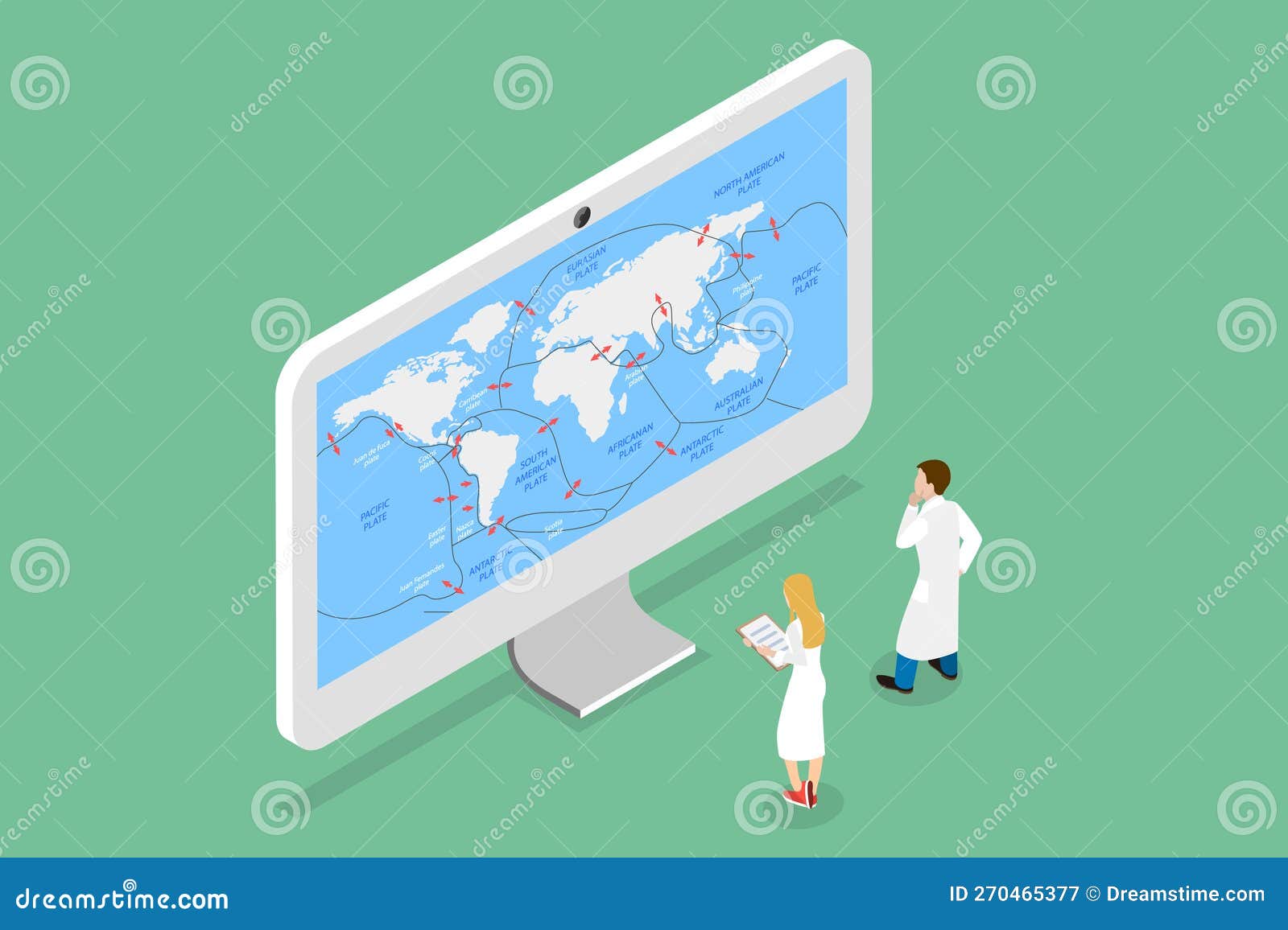 3D Isometric Flat Vector Conceptual Illustration of Map of Tectonic ...