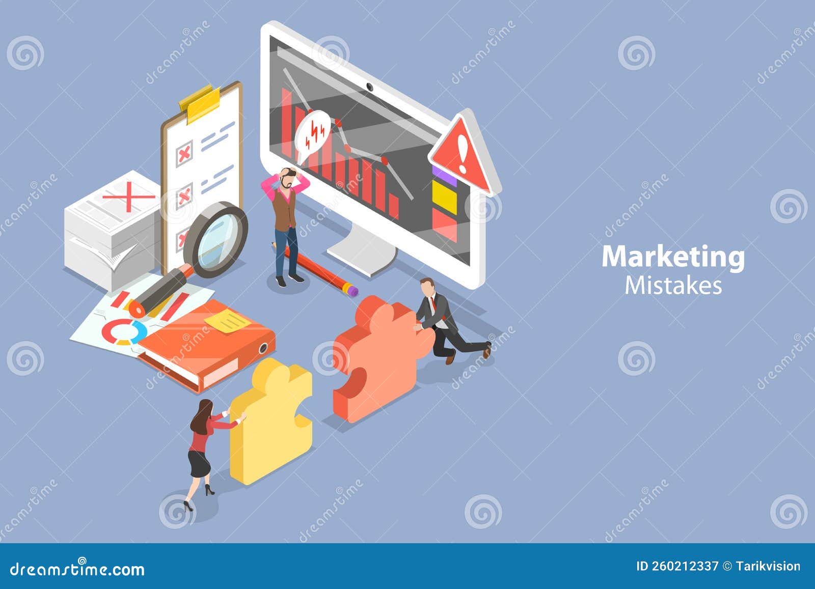3D Isometric Flat Vector Conceptual Illustration of Marketing Mistake ...