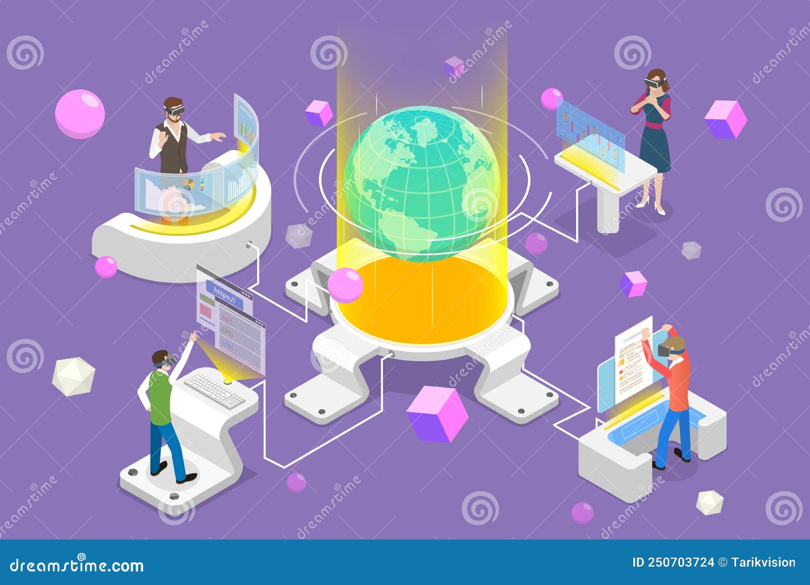 3D Isometric Flat Vector Conceptual Illustration of Metaverse Virtual ...