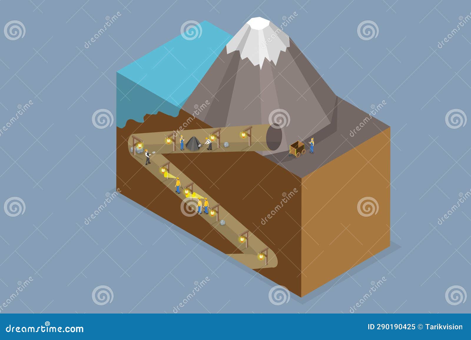 3D Isometric Flat Vector Conceptual Illustration of Miner Work Stock ...