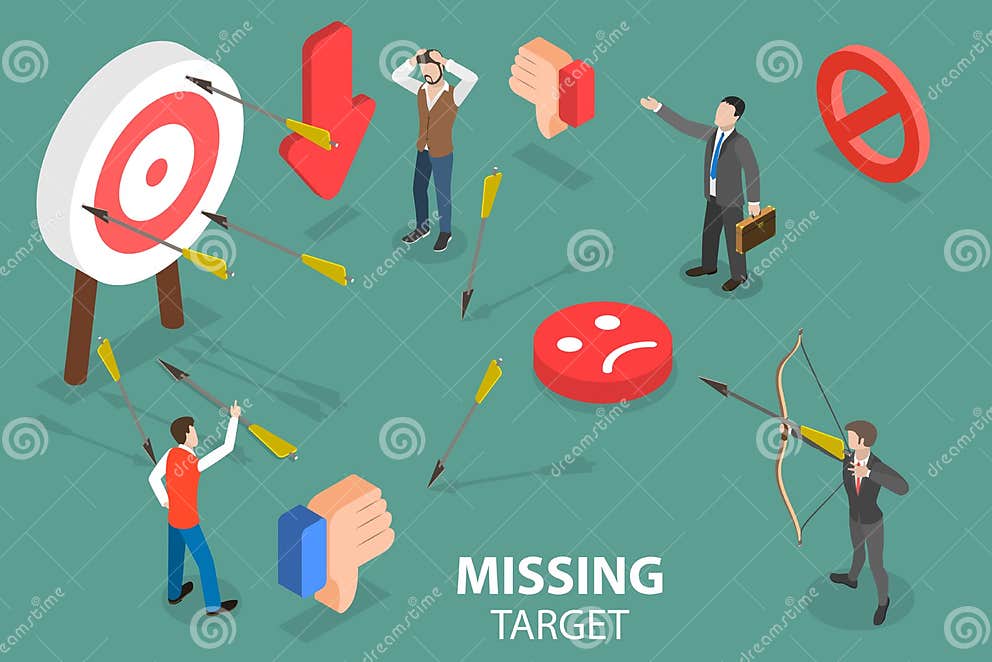 3D Isometric Flat Vector Conceptual Illustration of Missing Target ...