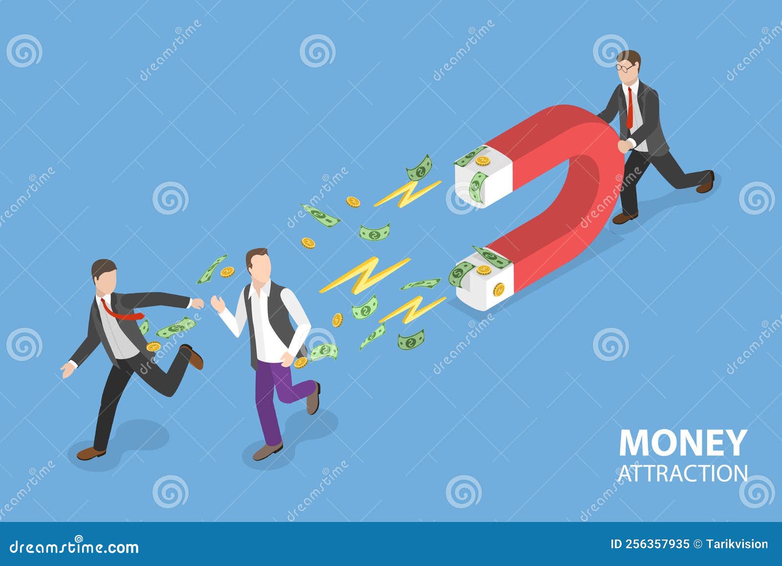 3D Isometric Flat Vector Conceptual Illustration of Money Attraction ...