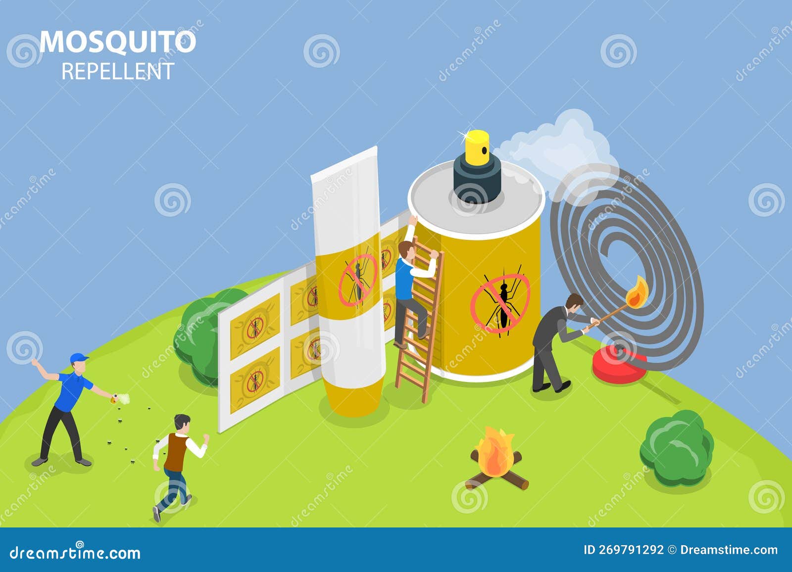 3D Isometric Flat Vector Conceptual Illustration of Mosquito Repellent ...