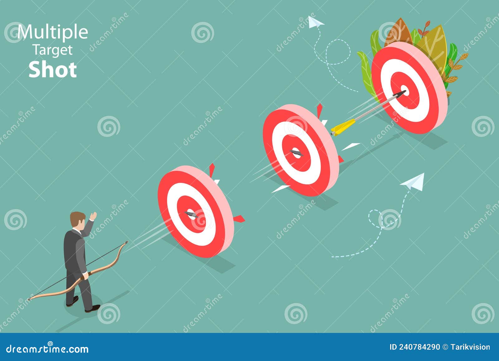 3D Isometric Flat Vector Conceptual Illustration of Multiple Target ...