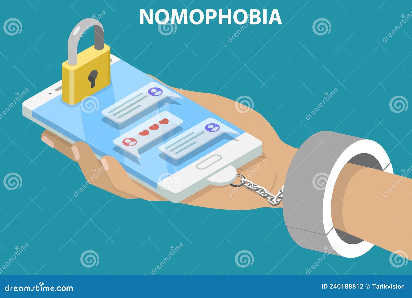 3D Isometric Flat Vector Conceptual Illustration of Nomophobia Stock ...