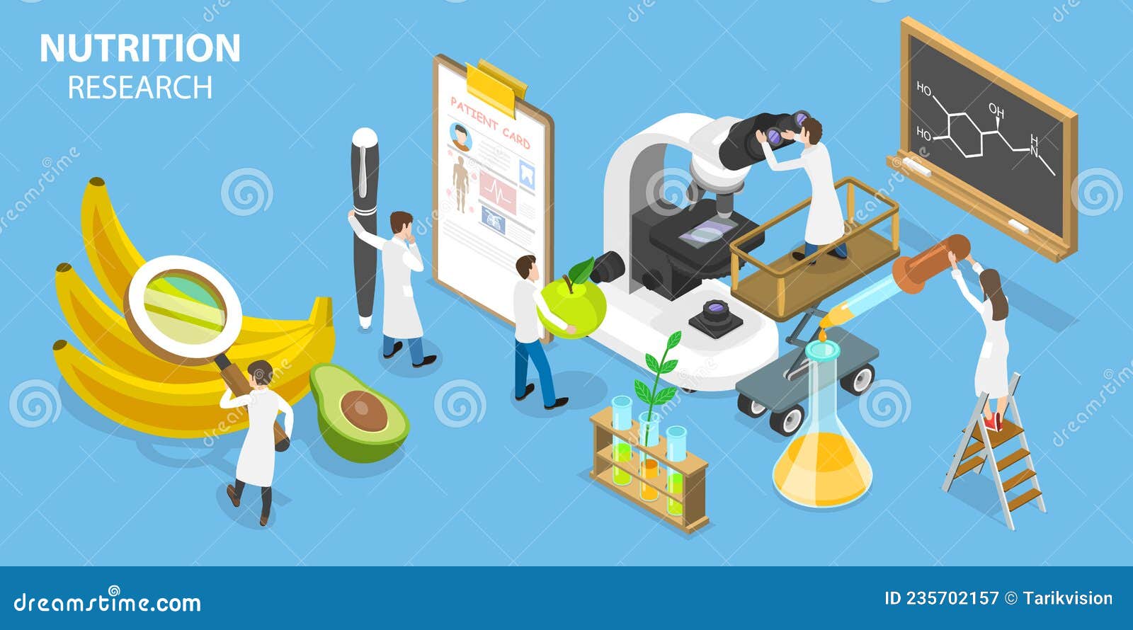 3D Isometric Flat Vector Conceptual Illustration of Nutrition Research ...