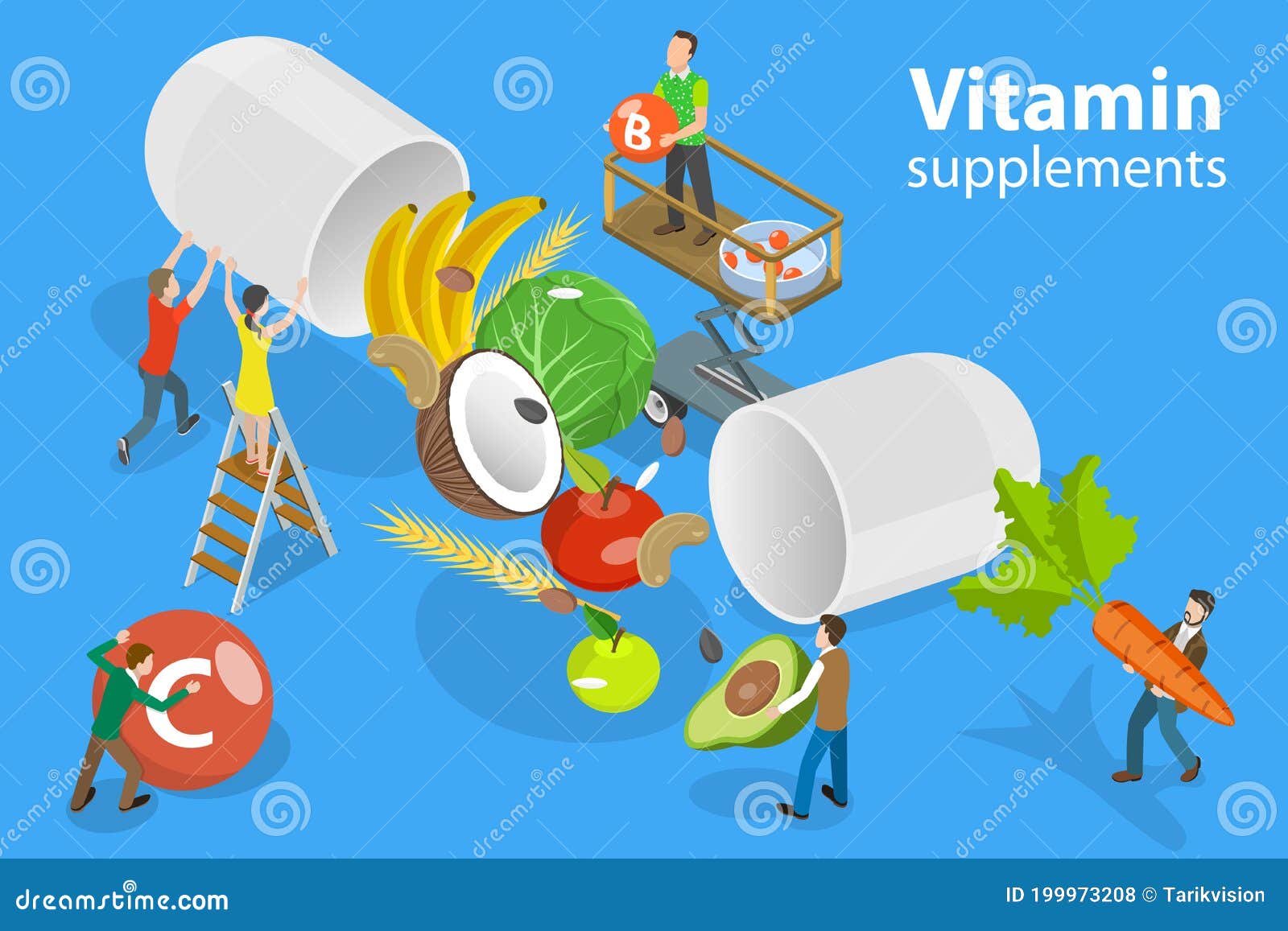 3D Isometric Flat Vector Conceptual Illustration of Nutritional ...