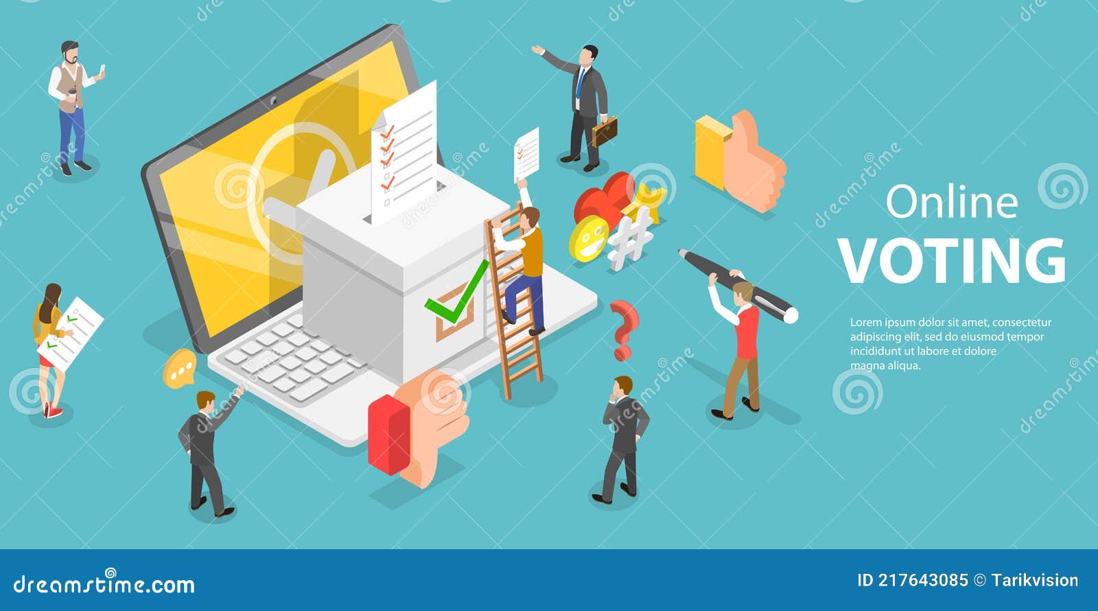 3D Isometric Flat Vector Conceptual Illustration of Online Voting Stock ...