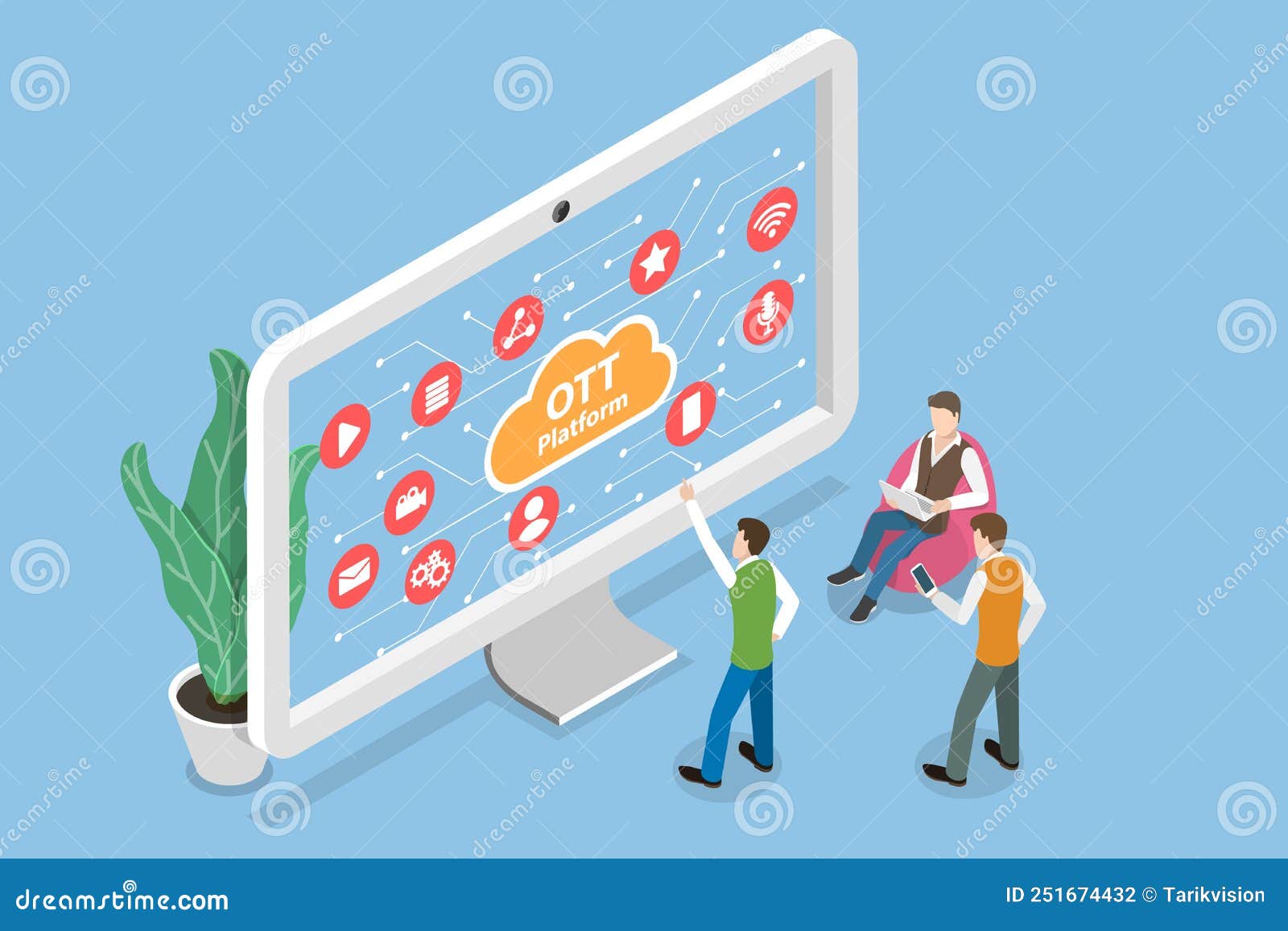 3D Isometric Flat Vector Conceptual Illustration of OTT Platform Stock ...