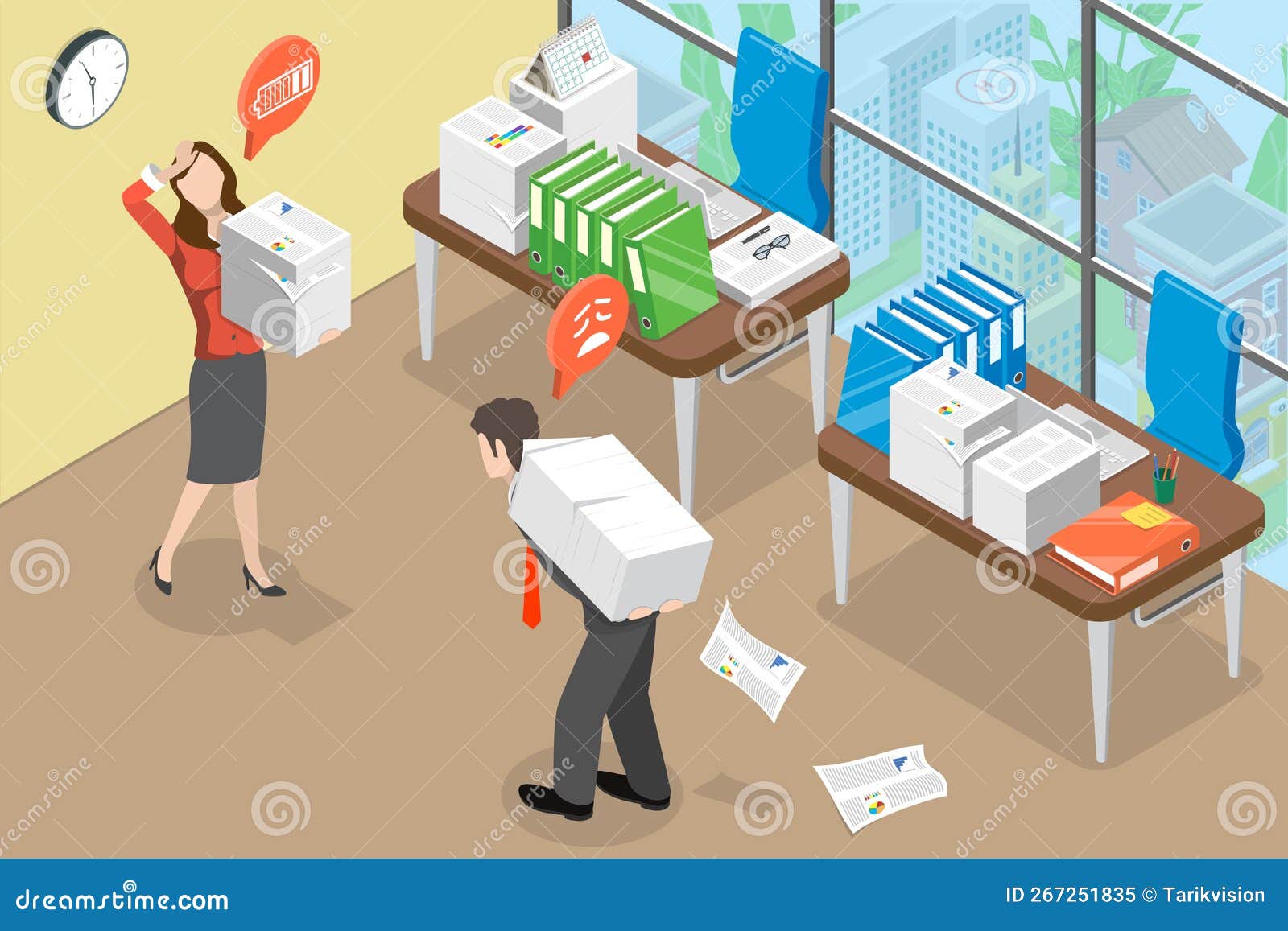 3D Isometric Flat Vector Conceptual Illustration of Overwork and ...