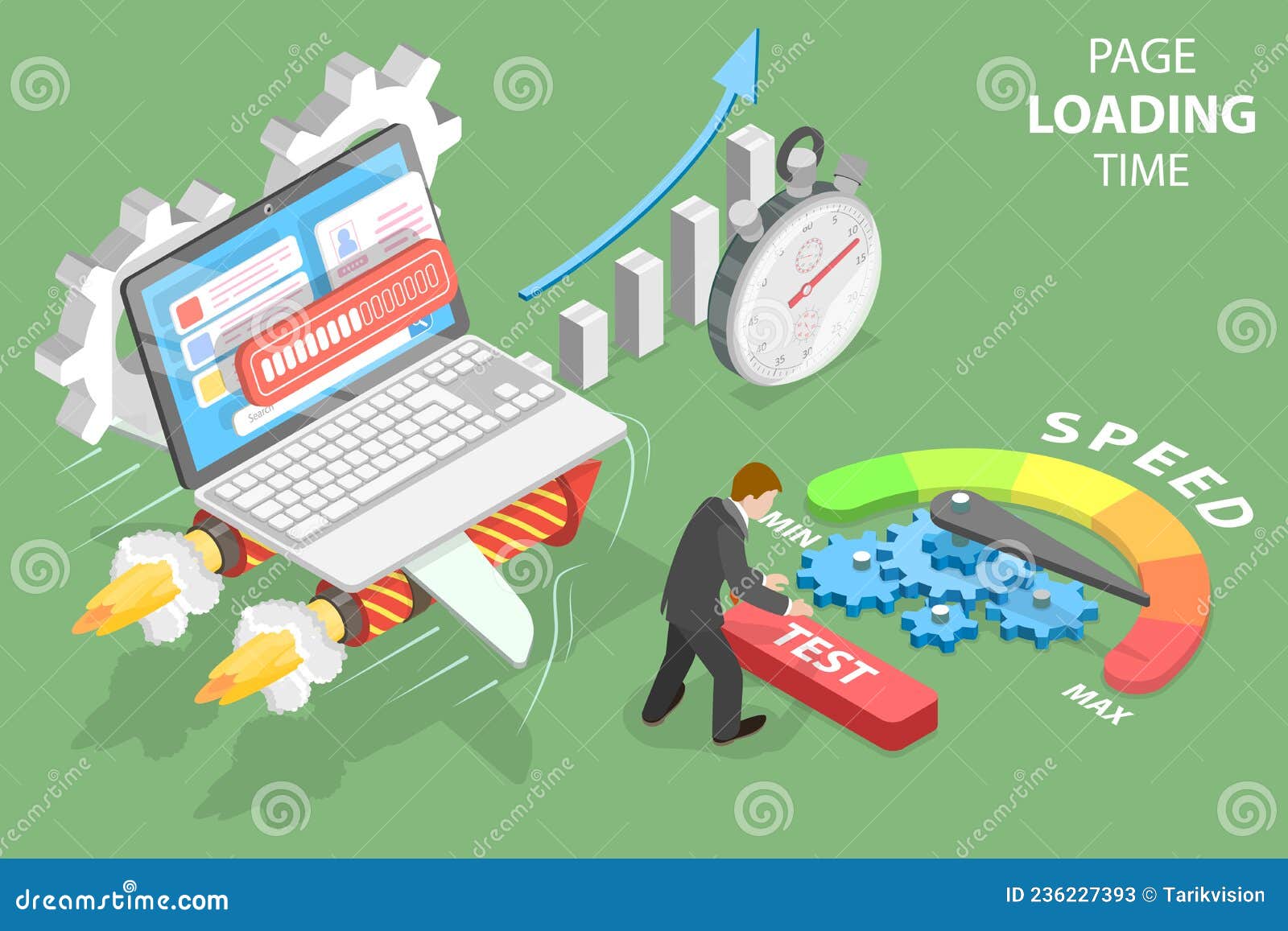 3D Isometric Flat Vector Conceptual Illustration of Page Loading Time ...