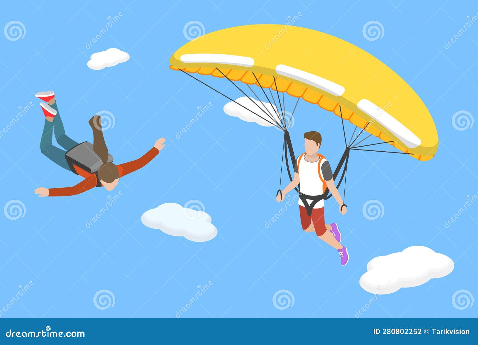 3D Isometric Flat Vector Conceptual Illustration of Parajumping Stock ...