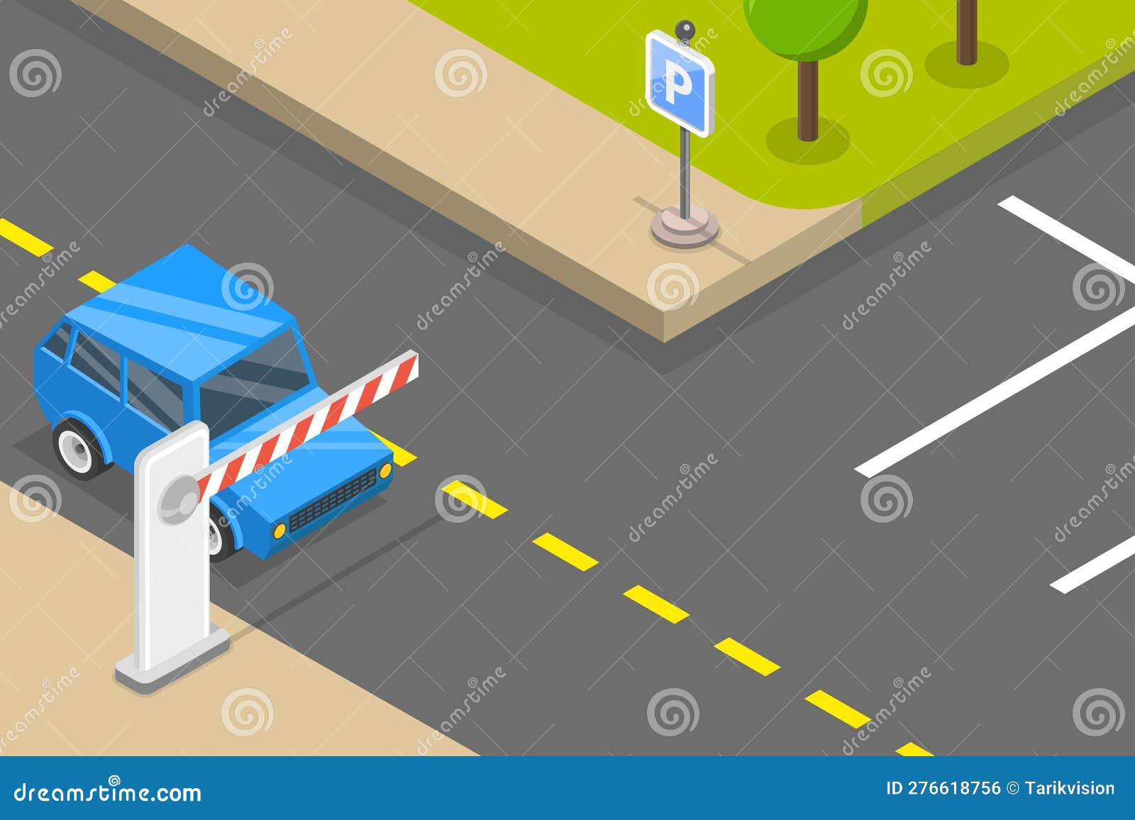 3D Isometric Flat Vector Conceptual Illustration of Parking Barrier ...