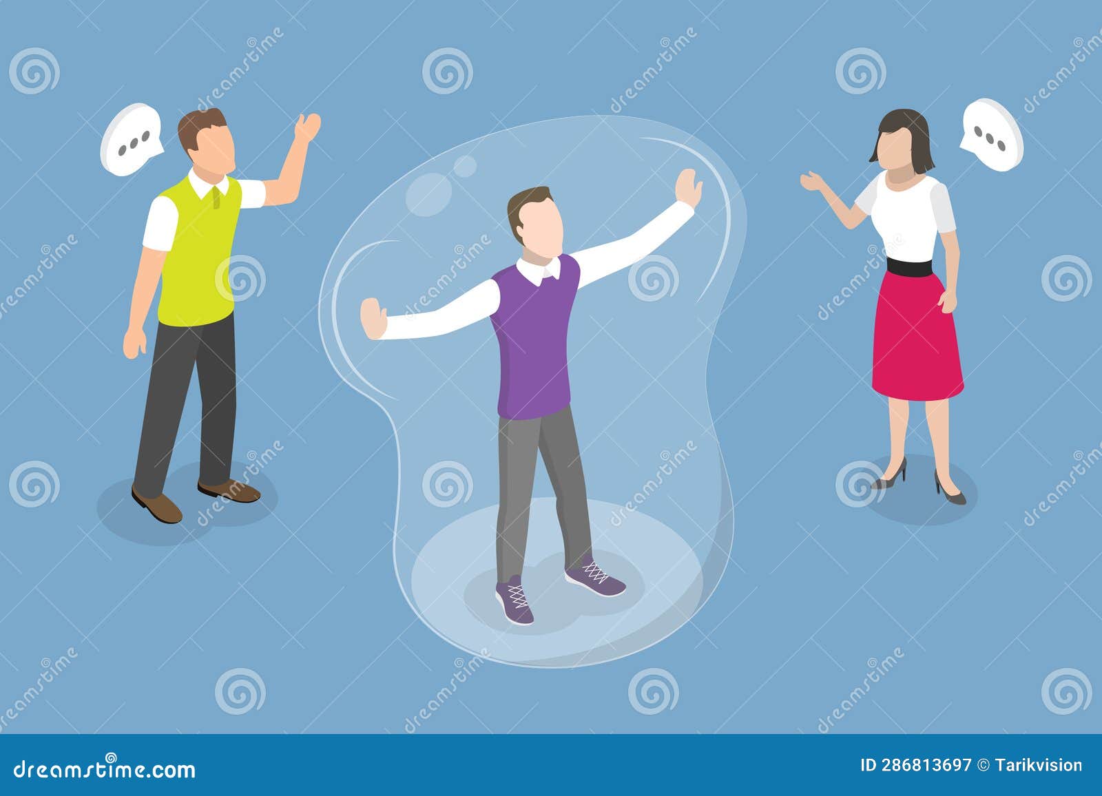 3D Isometric Flat Vector Conceptual Illustration of Personal Boundaries ...