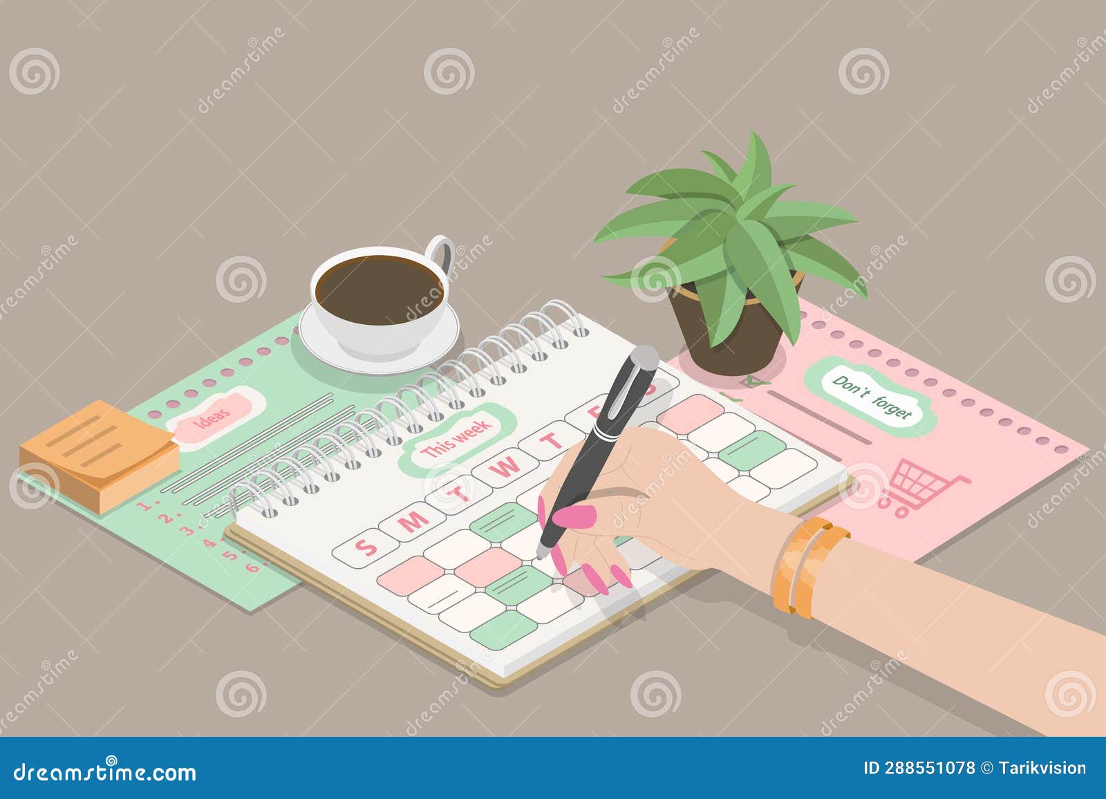 3D Isometric Flat Vector Conceptual Illustration of Planner Stock ...